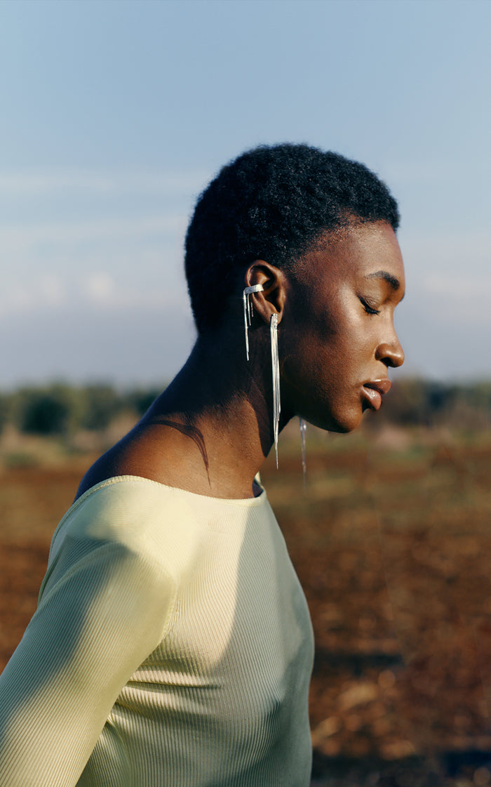 SILVER WATERFALL EARRINGS L SIZE
